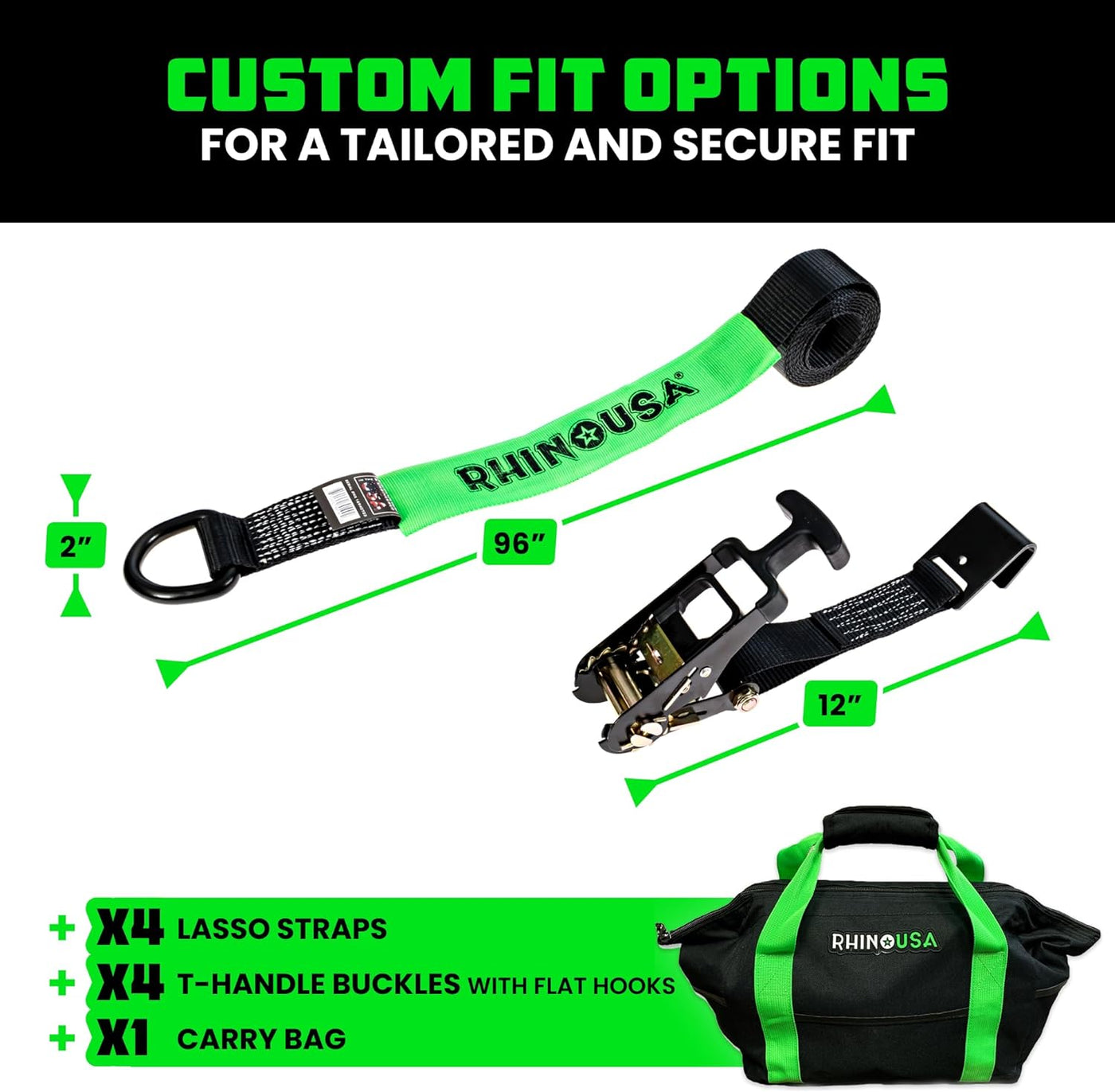 Best Car Tie-Down Lasso Straps (4-Pack) - Rhino USA