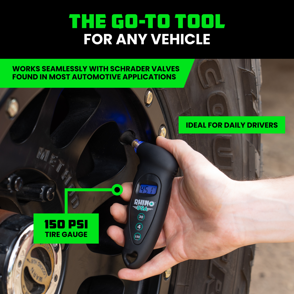 Best Digital Tire Pressure Gauge 150 PSI - Rhino USA
