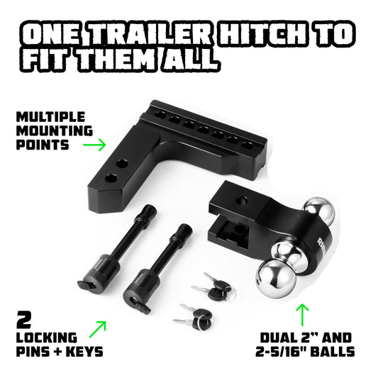 6" Adjustable Drop Hitch (2" Receivers) – Rhino USA