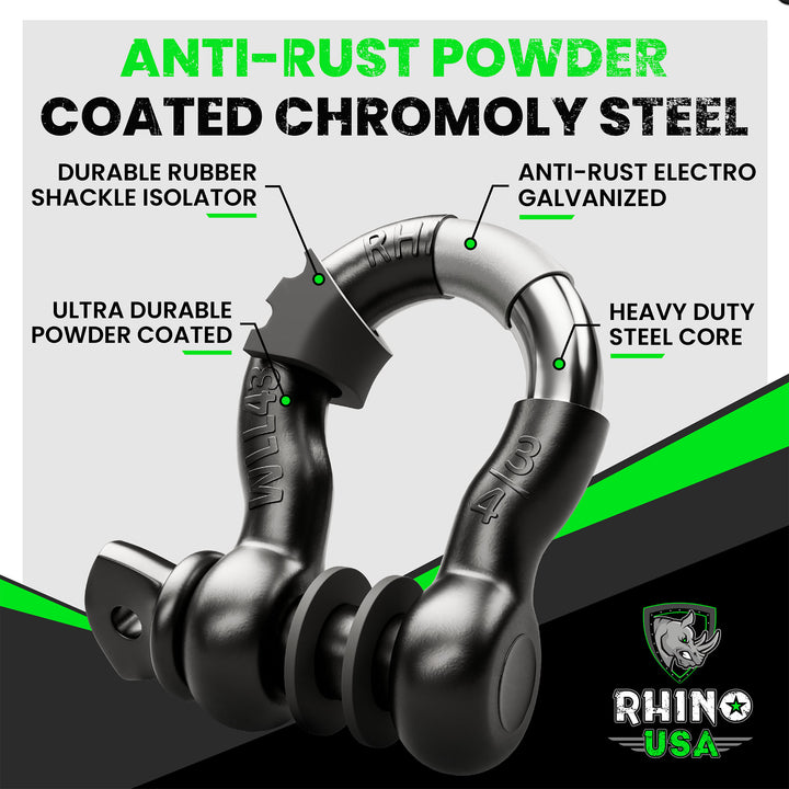 Best D-Ring Shackles Set (2-Pack) - 3/4" D-Ring Tow Shackles – Rhino USA