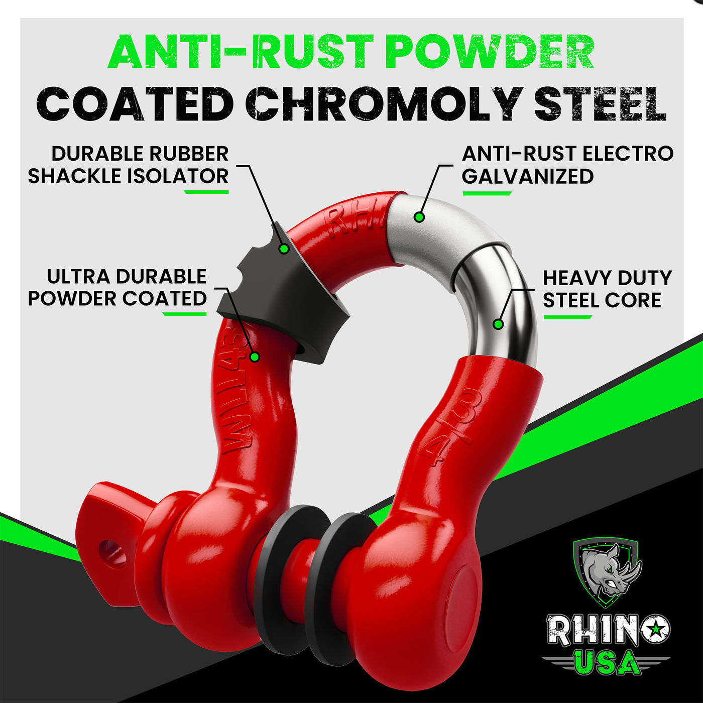 Best D-Ring Shackles Set (2-Pack) - 3/4" D-Ring Tow Shackles – Rhino USA