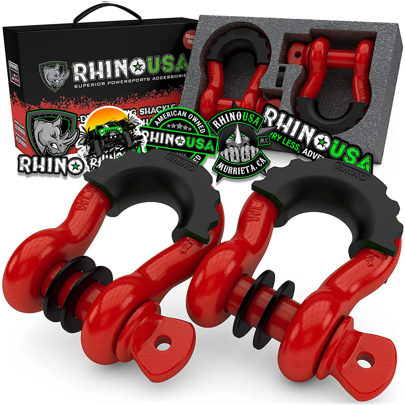 Best D-Ring Shackles Set (2-Pack) - 3/4" D-Ring Tow Shackles – Rhino USA