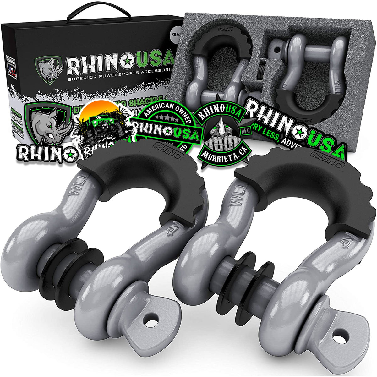 Best D-Ring Shackles Set (2-Pack) - 3/4" D-Ring Tow Shackles – Rhino USA
